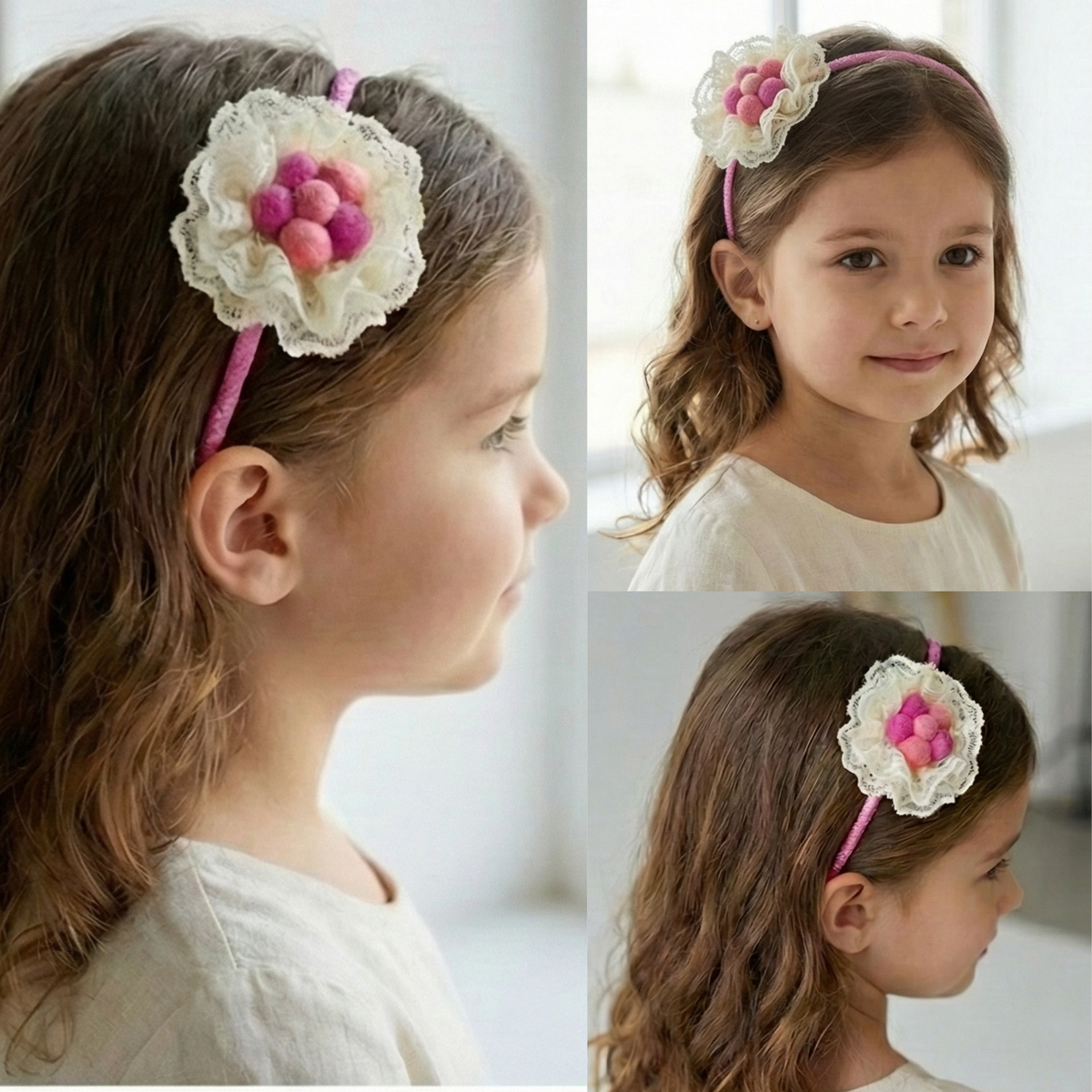 Pink & Peach Felt Rose Headband – KIYUT
